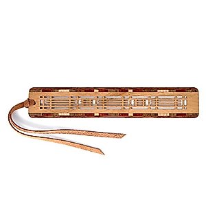 Frank Lloyd Wright Inspired Cut Out - Engraved Wooden Bookmark with Suede Tassel - Made in USA