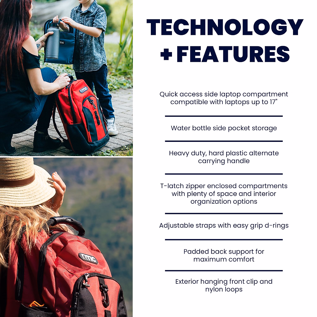 RTIC Summit Laptop Backpack, Sky Blue& Grey Medium