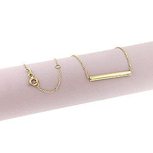 Lucchetta - Solid Gold Bar Pendant Necklace, 14 karat Yellow Gold Goldbar with 16+2 Inch Chain, Womens Girls14k Gold Authentic Italian Necklaces Jewelry from Italy