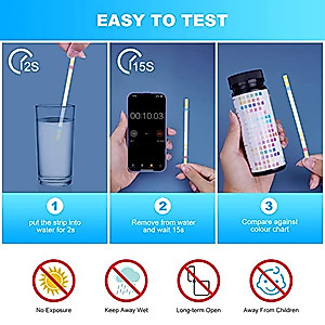 16 in 1 Drinking Water Test Strips, 100 PCS Water Test Kits for Drinking Water Tap Water Well Water, Test Total Chlorine, Bromine, Free Chlorine, PH, Iron, Fluoride, Copper, Mercury, and More