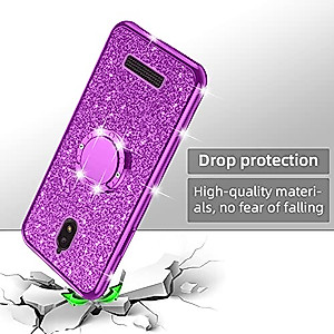 nancheng for BLU View 2/B130DL Case Luxury Cute Soft TPU Silicone Glitter Cover for Girls Women with Diamond Ring Kickstand Bumper Shockproof Full Body Protection Case for BLU View 2/B130DL - Purple