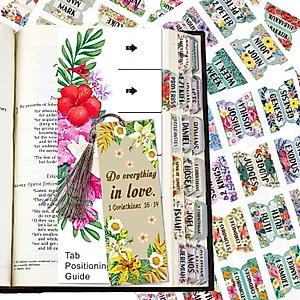 Bible Index Tabs New & Old Testament Tabs Matte Laminated Floral Design - 121 Pcs (Floral)