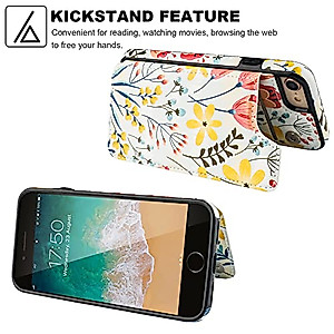 HAOPINSH for iPhone SE(2022) iPhone SE(2020) iPhone 7/8 Wallet Case with Card Holder, Floral Flower Flip Folio PU Leather Kickstand Card Slots,Double Magnetic Clasp Shockproof Case 4.7"