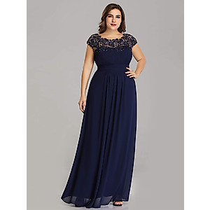 Ever-Pretty Womens Plus Size Rinestone Maxi Formal Evening Dresses Navy Blue US20