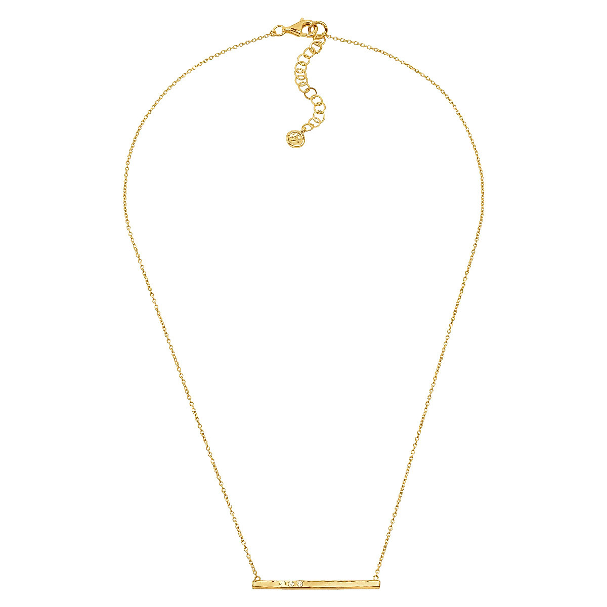Silpada 'Dotted Line' Pendant Necklace with Crystals in Gold-Plated Sterling Silver, 18" + 2"