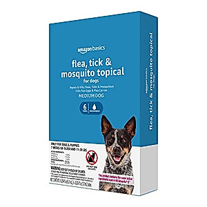 Amazon Basics Flea, Tick & Mosquito Topical Treatment for Medium Dogs (11-20 pounds), 6 Count (Previously Solimo)