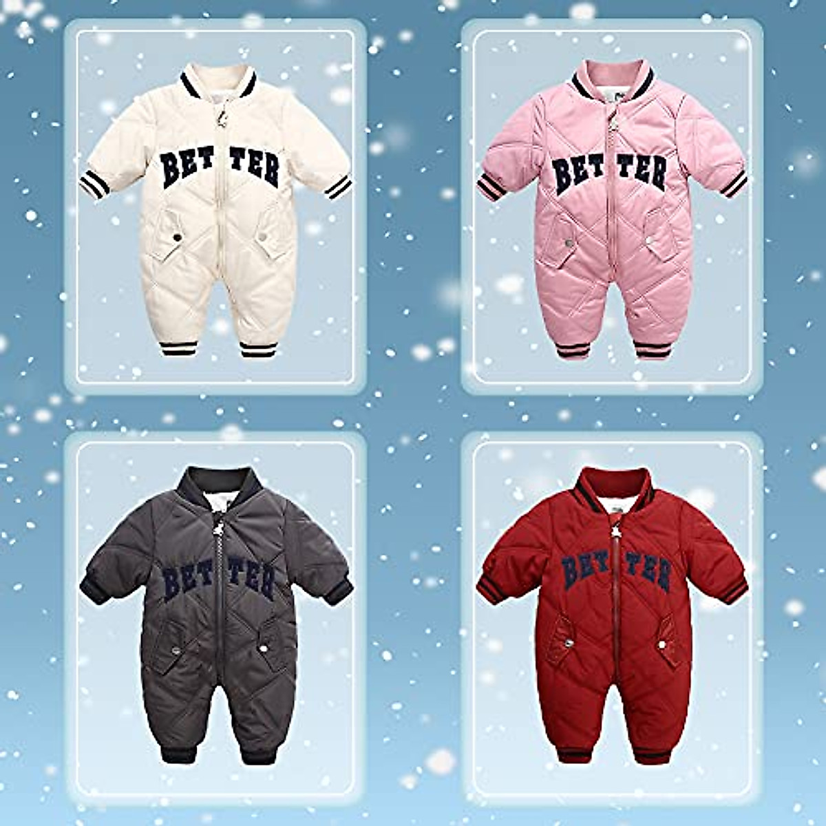 XIFAMNIY Baby Snowsuit Winter suits Coat Outwear Hooded Footie for Toddler Girls and Boys
