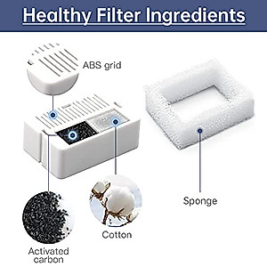 Cat Water Fountain Replacement Filters, 8 Pack Cat Fountain Carbon Filters and 2 Pack Foam Filters for Ceramic Pet Drinking Fountain and Stainless Steel Pet Water Fountain (8+2 Pack)