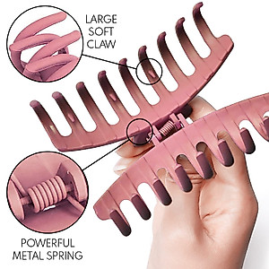 Big Hair Claw Clips 4 Inch Nonslip Claw Clips for Women and Girls Thich Hair Jaw Barrette Hair Styling Accessories Butterfly Clips Stylish Large Hair Acrylic Clip (6 pk)