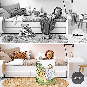 Clastyle 63L Large Rainforest Animals Kid Laundry Hamper with Handle Boy Girl Bedroom Bathroom Nursery Clothes Toy Storage Basket with Lid