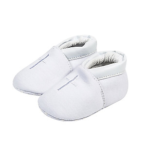 Baby Boys' Premium Soft Sole Cross Christening Baptism Slipper Shoes with Embroidered Cross Bib, 2 Pack 6-12 Months