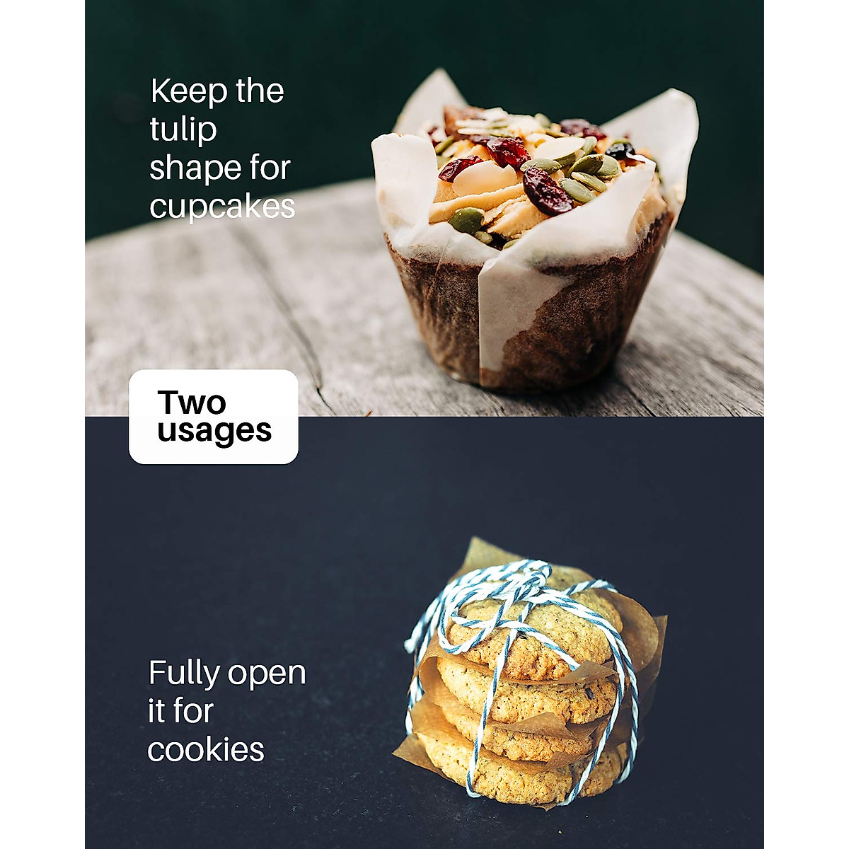 Tulip Muffin Liners, 250 Pcs Cupcake Liners, Grease-Proof Cupcake Wrappers of 3 Colors for Wedding and Birthday by DF DUAlFERV