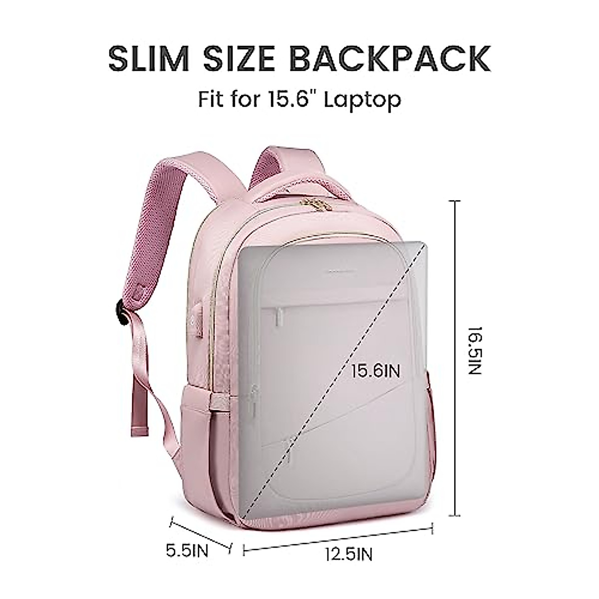 LOVEVOOK Laptop Backpack for Women, Slim Business Laptops Bag with Separate Computer Compartment Stylish Daypack for College Work Travel, Fits 15.6" Laptop