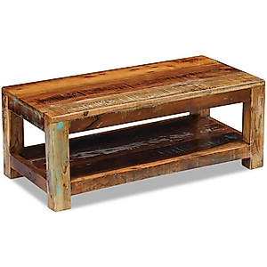 QJBSAVVA Coffee Table Solid Reclaimed Wood 35.4"x17.7"x13.8",Entrance Table Tray Tables Center Table Low Table Suitable for Meeting Rooms, Reception Rooms, Offices