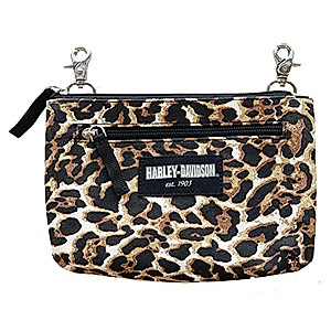 Harley-Davidson Women's Leopard Print Cotton Canvas Hip Bag w/Strap - Brown