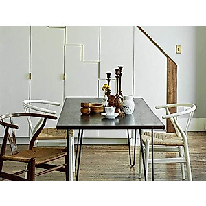 2xhome Set of 2 Wishbone Solid Wood Armchairs with Arms Open Y Back Farmhouse Dining Office Chairs with Woven Beige Seat (Espresso)