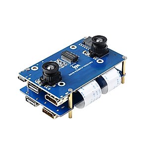 Binocular Camera Base Board + Interface Expander for Raspberry Pi Compute Module 4,Dual 8MP Camera 4K Gigabit ETH and Interfaces to Connect 40PIN GPIO HAT,M.2 Slot for SSD or Communication Module
