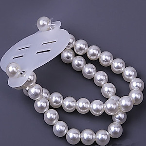 Lokusel 10Pcs Elastic Pearl Wrist Corsage Bands Wristlets Stretch Pearl Wedding Wrist Corsages DIY Decor Accessories for Wedding Festival Beach Party Prom Flowers Hair Accessories