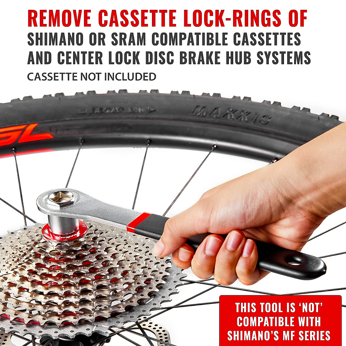 PRO BIKE TOOL Cassette Lock Ring Tool for Shimano & SRAM Cassettes for Bicycle Repair & Maintenance – for Road or Mountain Bikes - Bike Cassette Removal Tool