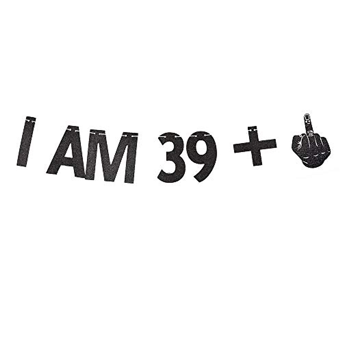 I AM 39+1 Banner, 40th Birthday Party Sign Funny/Gag 40 Bday Party Decorations Black Gliter Paper Photoprops