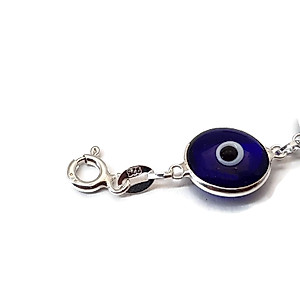MYSTIC JEWELS by Dalia - Sterling Silver Classic Evil Eye Bracelet, 7.5 inch, Protection for Good Luck (Navy Blue)