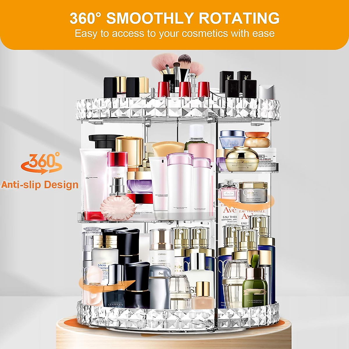 MISERWE Makeup Organizer 360 Degree Rotating 7 Adjustable Layers Large Capacity Cosmetic Organizer Transparent Make Up Organizers and Storage