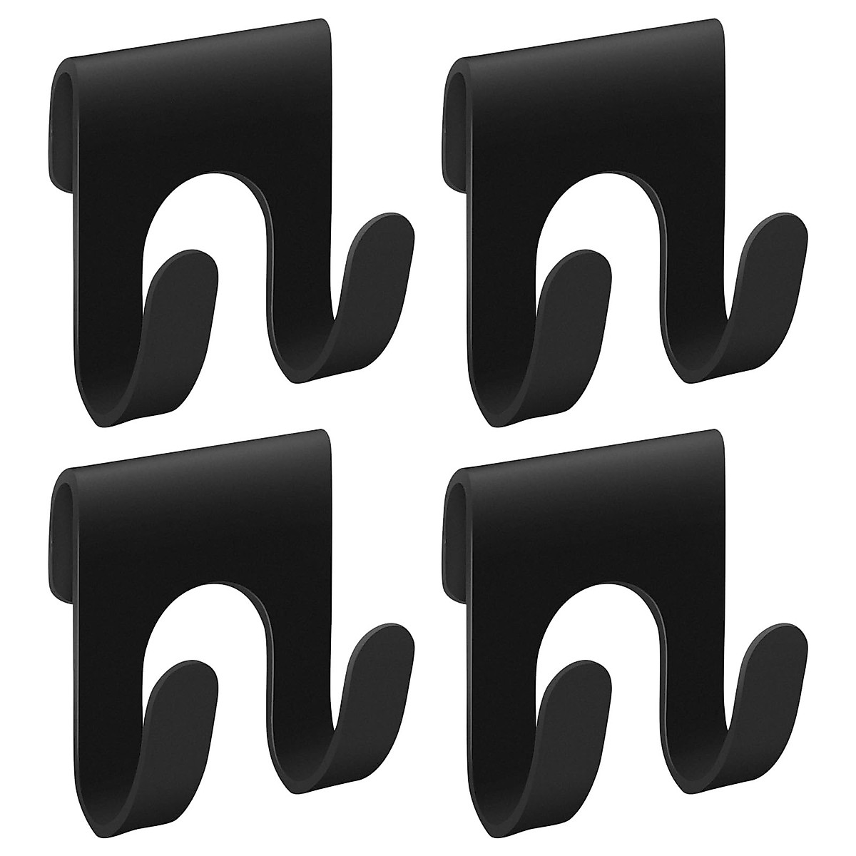 4Pcs Shower Caddy Hooks, Black Shower Hooks Razor Holder for Shower, Metal Shelf Basket Rack Hooks Shower Hanger Bathroom Hangers Organizers, Double Hook Shower Shelf Hooks for Loofah Sponge(Black)