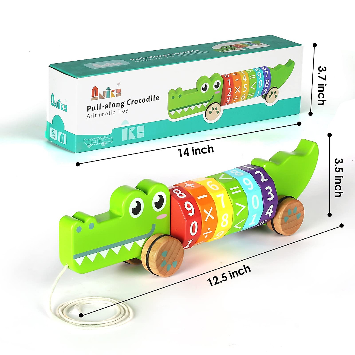 ANIKI Wooden Montessori Toys for Kids,Toddler Number Learning Toys,Preschool Math Games Classroom Activities,Fine Motor Toys,Preschool Boys Girls Gifts(Math Alligator)