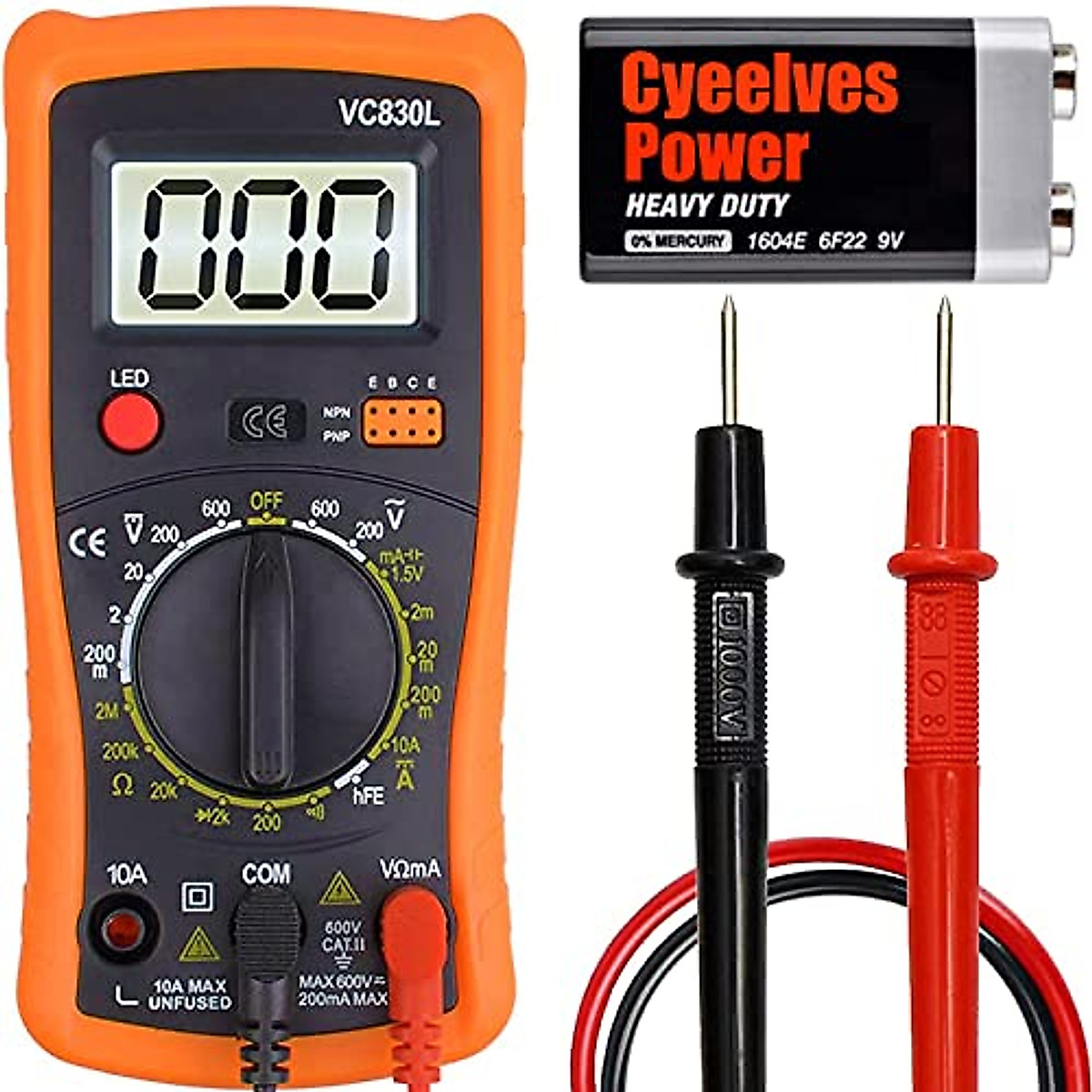 Digital Multimeter, Multimeter with AC DC Voltmeter & Ohm Volt Amp Tester, Multifunction Battery Tester, Pocket Meter with Backlight Tests Wire, Voltage Tester Measure Voltage Current Resistance Diode