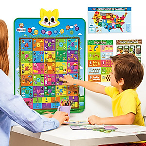 RenFox Early Learning Toys ABC, 123, Music Poster with 8 Learning Cards, Great Preschool Educational Gifts for Toddlers Boys Girls 2 3+