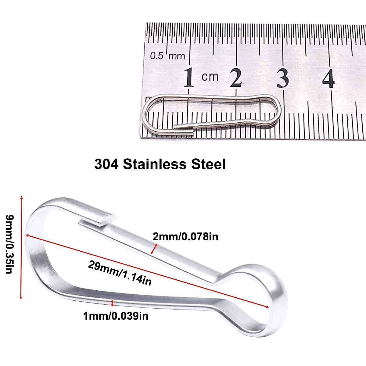 20-Pack Lanyard Clip Hooks,304 Stainless Steel Spring Hook,Flag Pole Snap Hook,Holiday Decoration Hanging Holder for Home Work Shop School (29mm/1.14in)