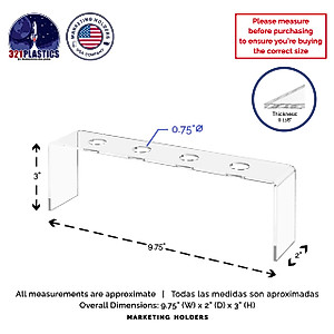 Marketing Holders Wine Bottle Topper Display Stand 4 Slot Rack .75 Inch Wide Holes Stand Premium Clear Acrylic 9.75 Inch Wide by 2 Inch Deep Showcase Your Collection