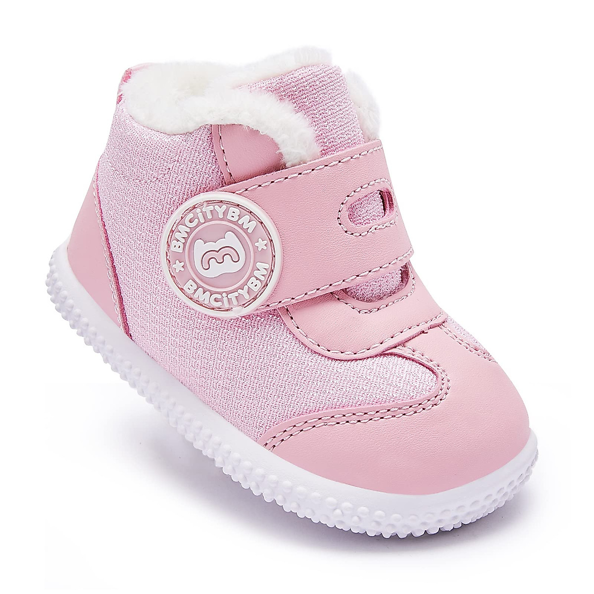 BMCiTYBM Baby Boy Girl Boots Winter Warm Snow Boots Lightweight Walking Shoes Infant First Walkers 6 9 12 18 24 Months Pink 12-18 Months
