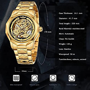 Tiong Men Mechanical Watches Automatic Self-Wind Golden Transparent Fashion Mesh Steel Wristwatch Skeleton Male Hot Hour