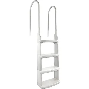 Main Access Easy Incline White Pool Deck Ladder for 48 to 54 Inch Above Ground Pools