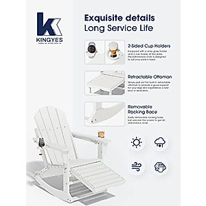 KINGYES Folding 4 in 1 Multifunctional Adirondack Rocking Chair, White
