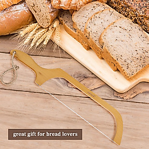 NewmeniDesign Sourdough Bread Knife with Bag: 16'' Sharp Sourdough Slicer with Knife Protector - Cuts Easily Bread Bow Knife for Every Kitchen - Durable Wooden for Fruit Cake Cheese and Baking