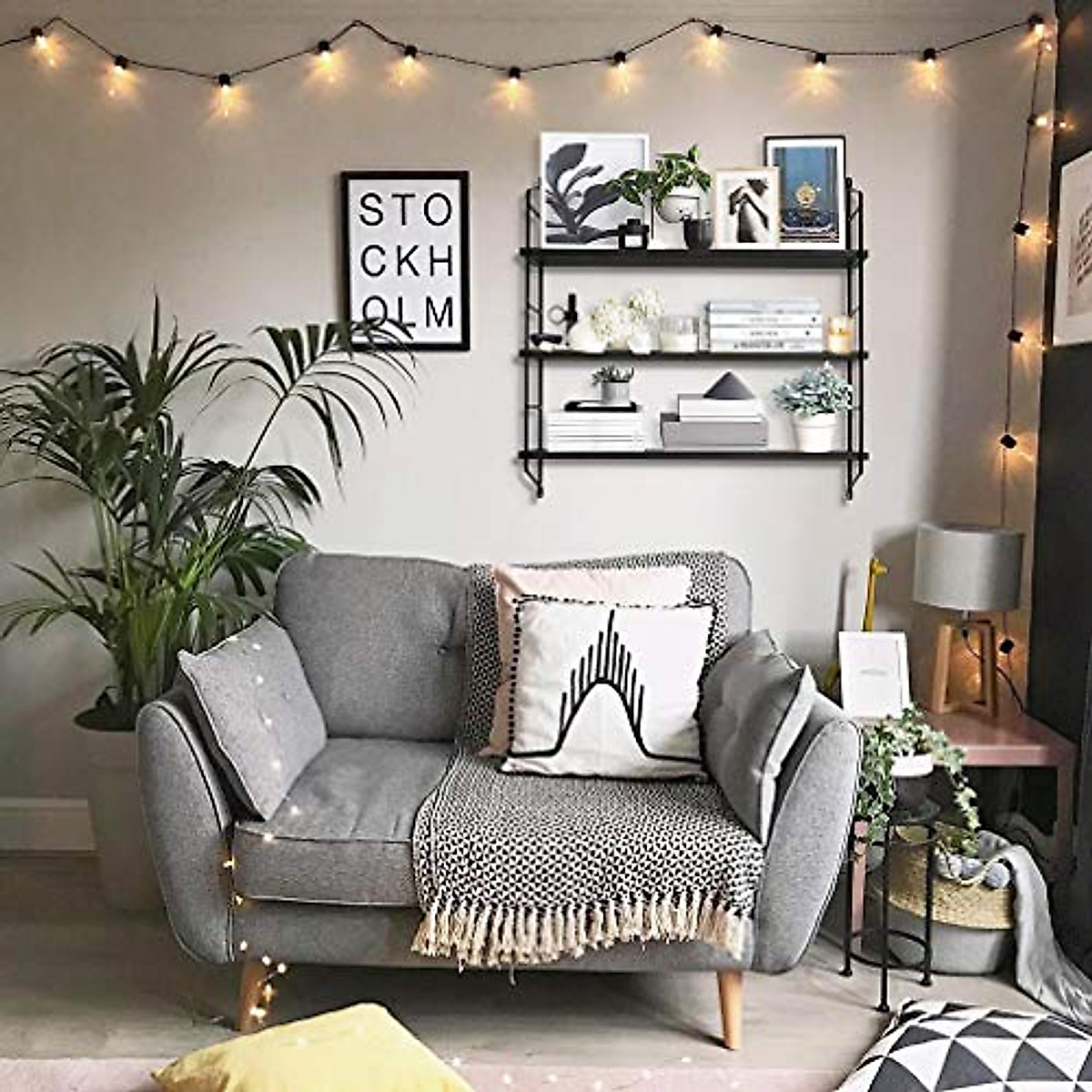 BOLUO Black Wall Shelf Bathroom Shelves - Bedroom Kitchen Living Room Modern Book Shelf Floating Shelves 24 inch (610-B)