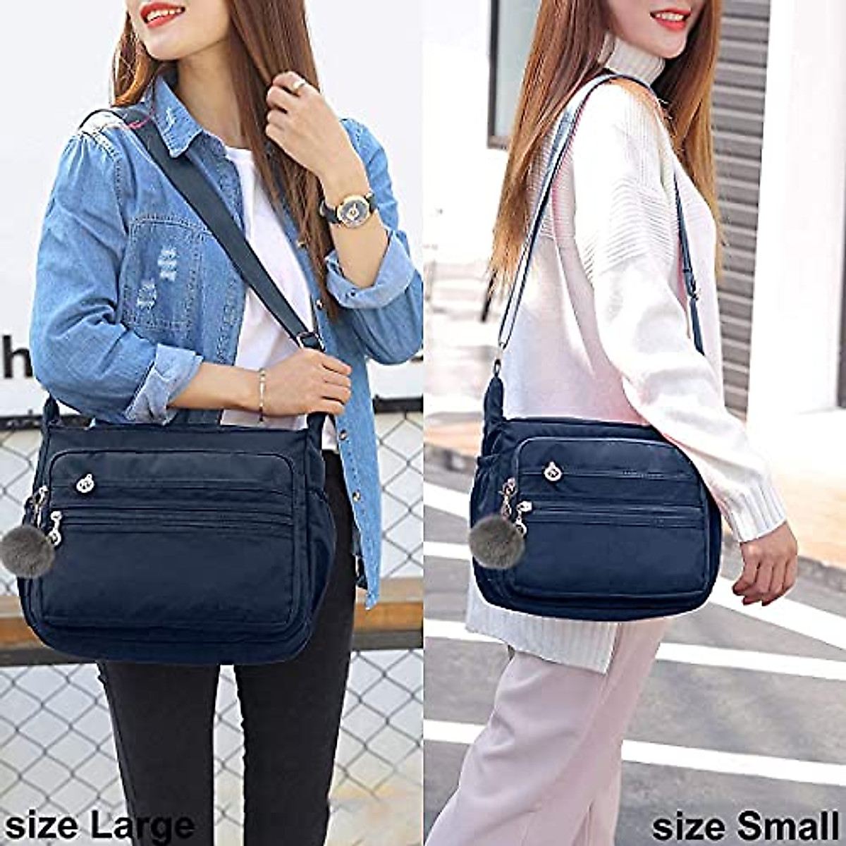 RFID Anti Thief Women's Shoulder Bags Casual Handbag Travel Bag Messenger Cross Body Nylon Bags 丨Two Sizes & 5 Colors