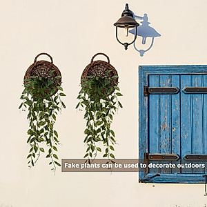 Mizii Artificial Hanging Plants,2 Pack 2ft Pea Pods Vine Fake Leaves Green Chain for Indoor Outdoor Wall Shelf Home Room Balcony Garden Wedding Decor