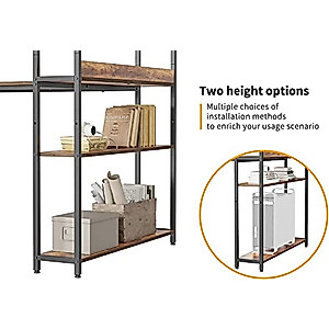 CubiCubi Computer Corner Desk with Storage Shelves, 47 Inch Small L Shaped Computer Desk, Home Office Writing Desk with 2 Hooks, Brown