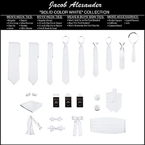 Jacob Alexander Men's Pocket Square Solid Color Handkerchief - White