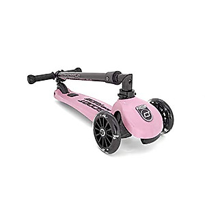 Scoot & Ride - Highwaykick 3 Children Adjustable Wide Deck Standing Scooter Including Safety Pad and LED Wheels (Rose) - for Ages 3-6