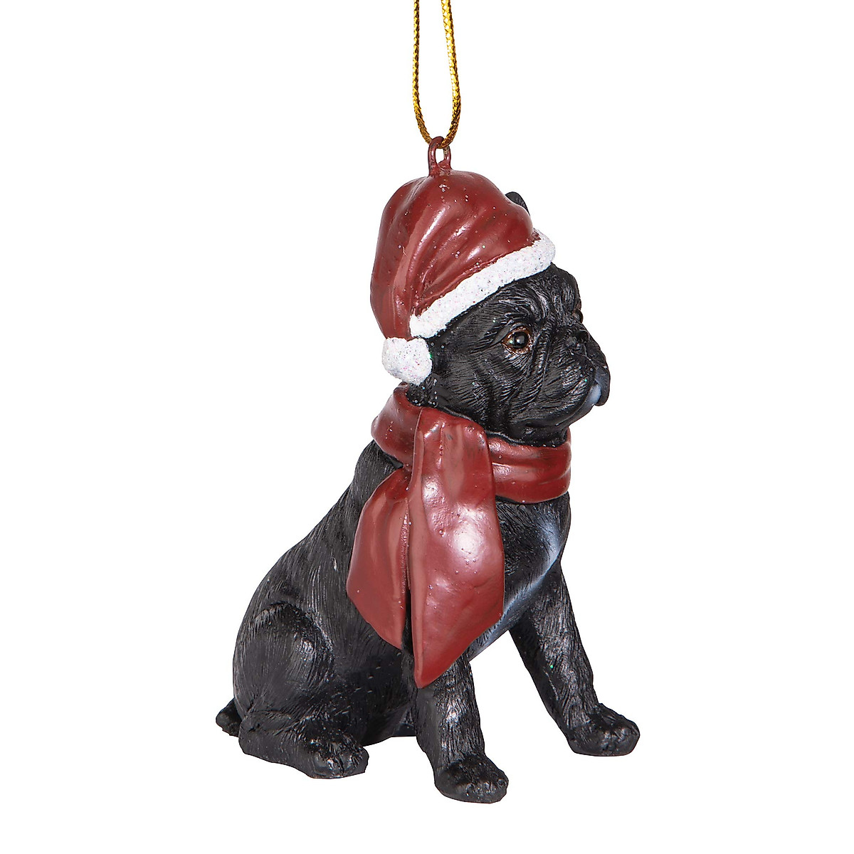 Design Toscano Christmas Xmas French Bulldog Holiday Dog Ornaments, Full Color