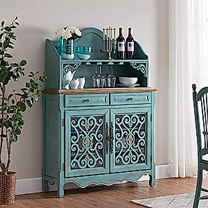Buffet Sideboard Villa Decor Kitchen Console Table Sideboard Retro Old Cabinet Three-Layer Cupboard Storage Sideboard Entrance Cabinet Living Room Kitchen Storage Cabinet ( Size : Double door 152.8*35