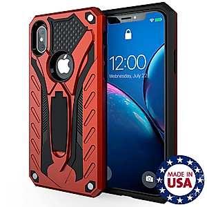 Kitoo Defender Designed for iPhone iPhone Xs max [Eco-Friendly] Shockproof Case with Kickstand, Military Grade, Made in USA - Red