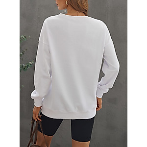 Dokotoo Womens Ladies Plus Size Cotton Basic Oversized Crewneck Long Tunic Sweatshirts for Women Long Sleeve Comfy Cozy Winter Fleece Pullover 2023 Fall Tops Casual Loose Fit Tees Shirts White M