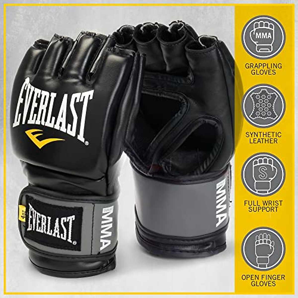 Everlast Pro Style MMA Grappling Gloves, Large/Xtra Large, (Black)