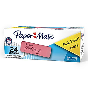 Paper Mate Pink Pearl Erasers, Medium, 24 Count