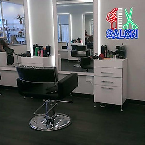 MEOMO Hair Salon Neon Signs Waxing Hair Salo Led Neon Light Open Headdress Design Neon Signs Neon for Barber Shop Decor Beauty Salon Wall Decoration With Dimmable Switch,28X24in